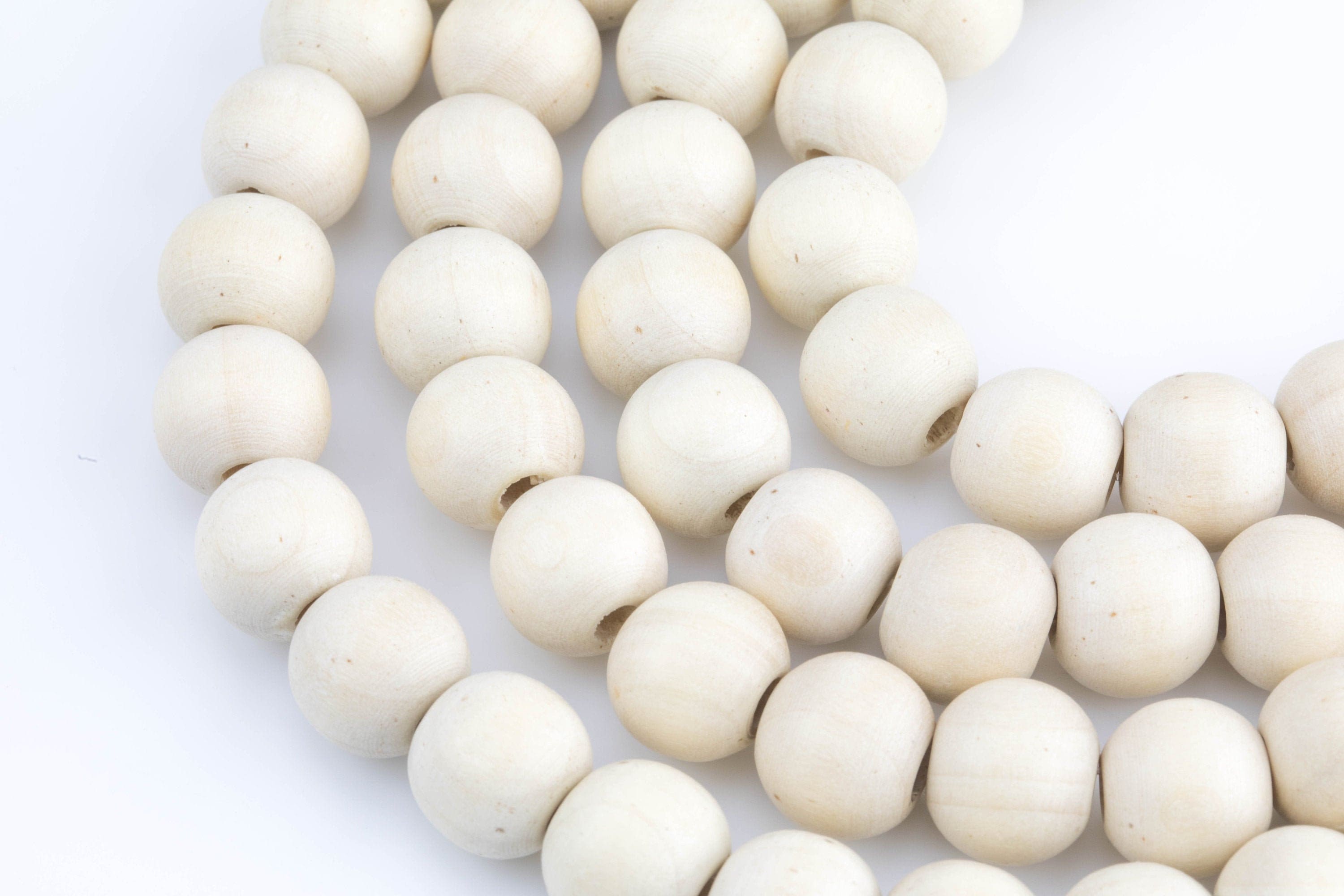 Natural Cream Colored Pale Tan Wooden off Round Shaped Beads With 2mm ...