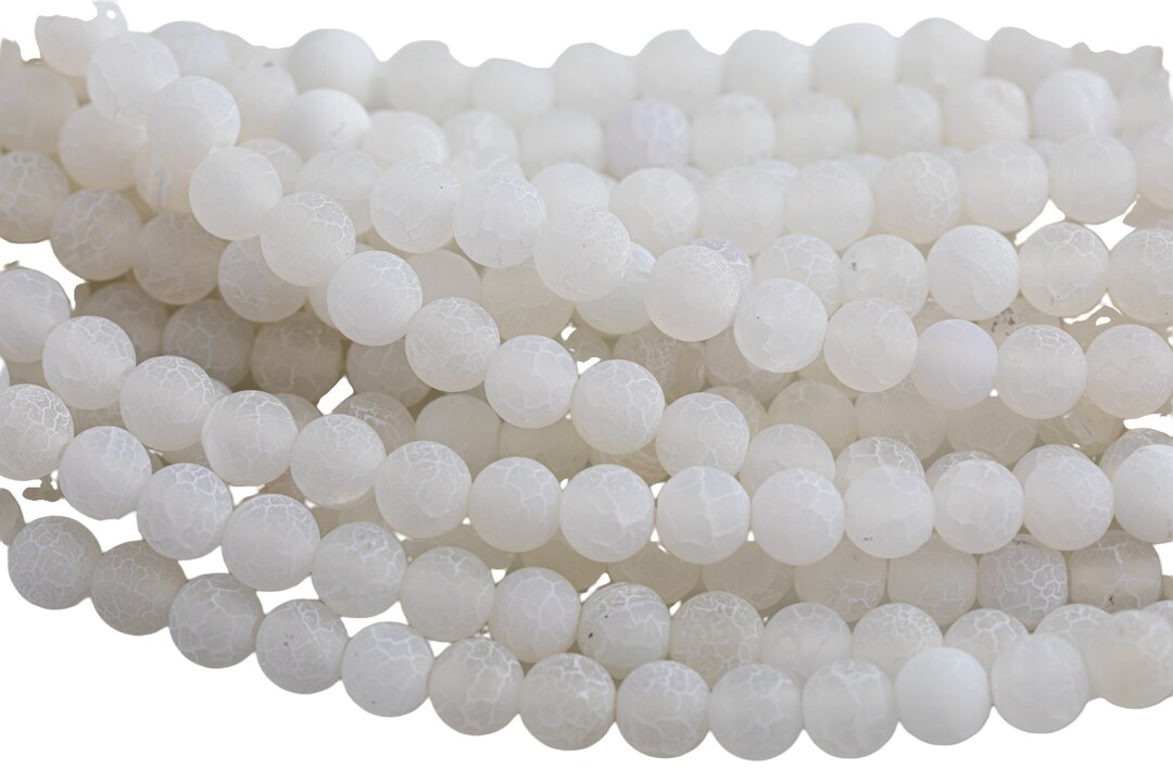 White Fire Agate, High Quality in Matte Round, 6mm, 8mm, 10mm, 12mm ...