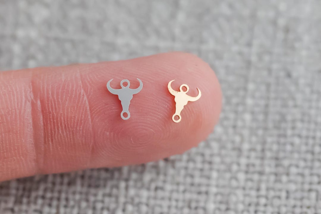 Bull Head Connector - 14kt Gold Filled Sterling Silver - Cow Head ...