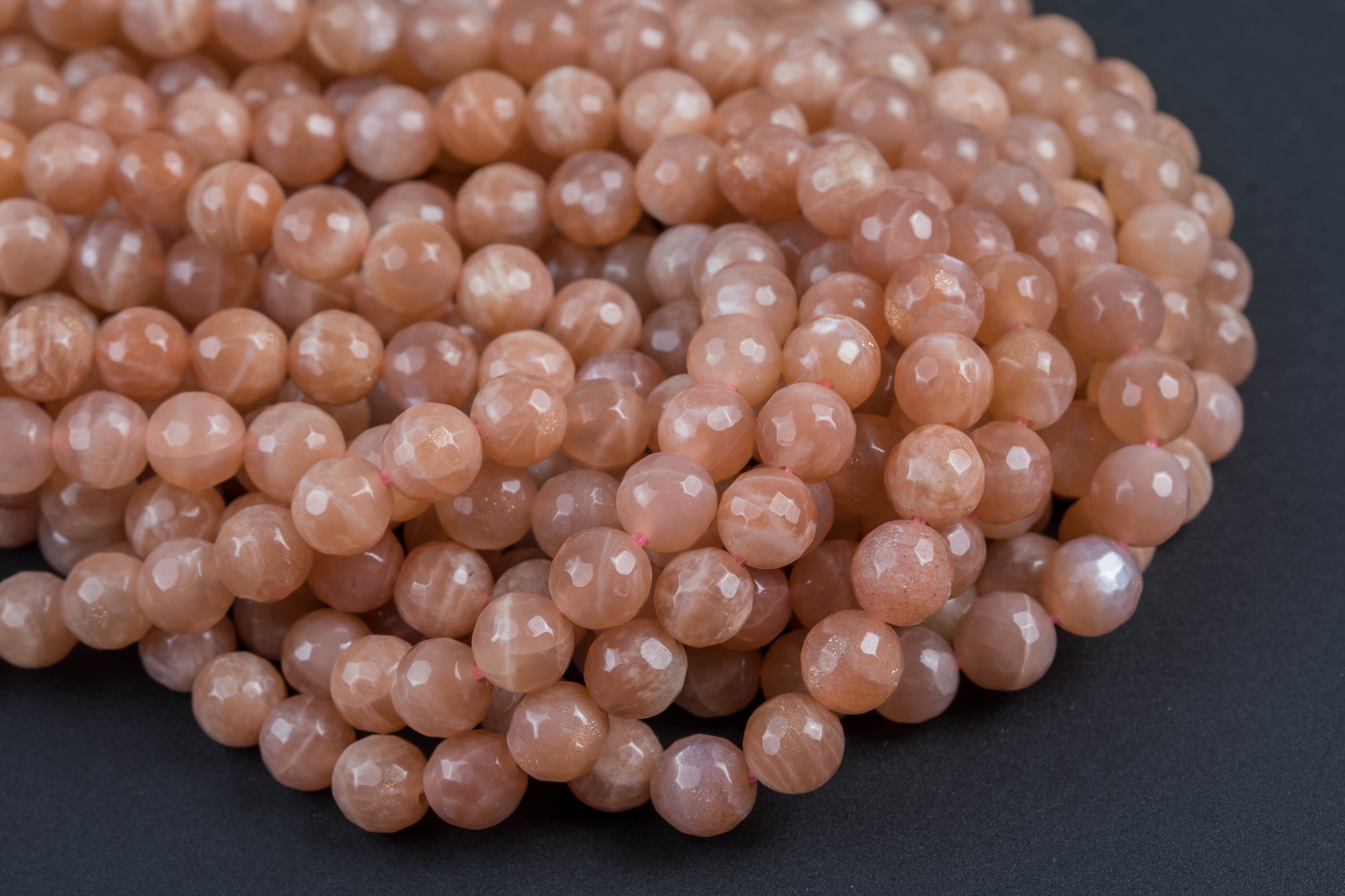 Pink Sunstone Beads Faceted Round A Quality 4mm 8mm - Etsy