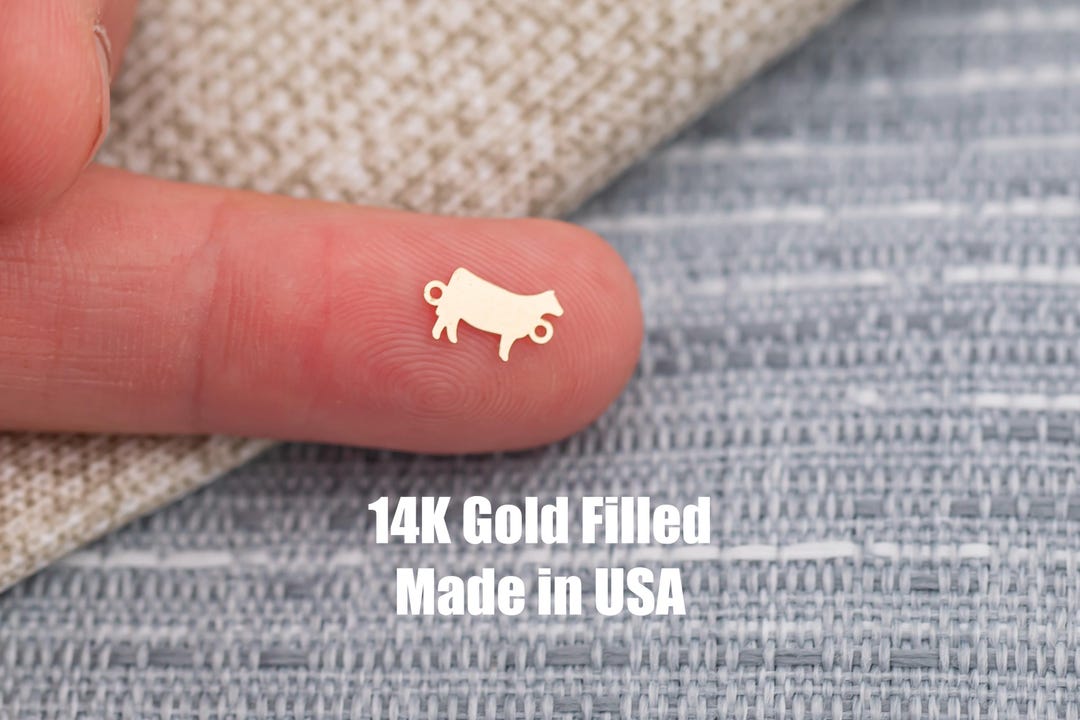 Cow Bovine Jewelry Connector or Charm - 14kt Gold Filled or Sterling ...
