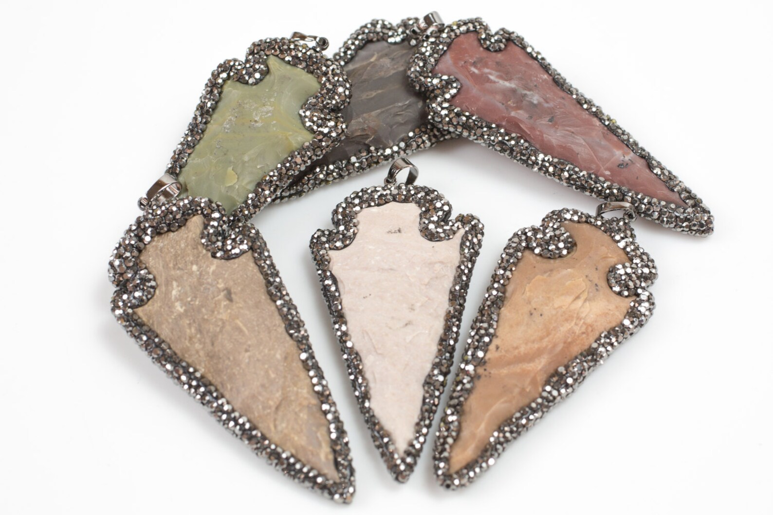 ARROWHEAD Pave Hematite Diamond Crystals Wrapped Arrowhead 2.5 - Etsy