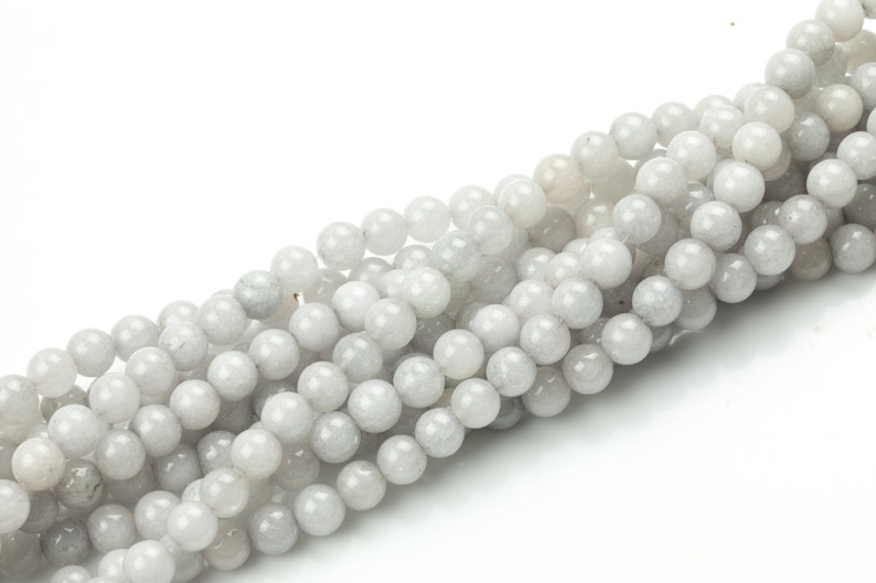 Light Gray Jade Smooth Round 4mm 6mm 8mm 10mm 12mm - Single or Bulk ...