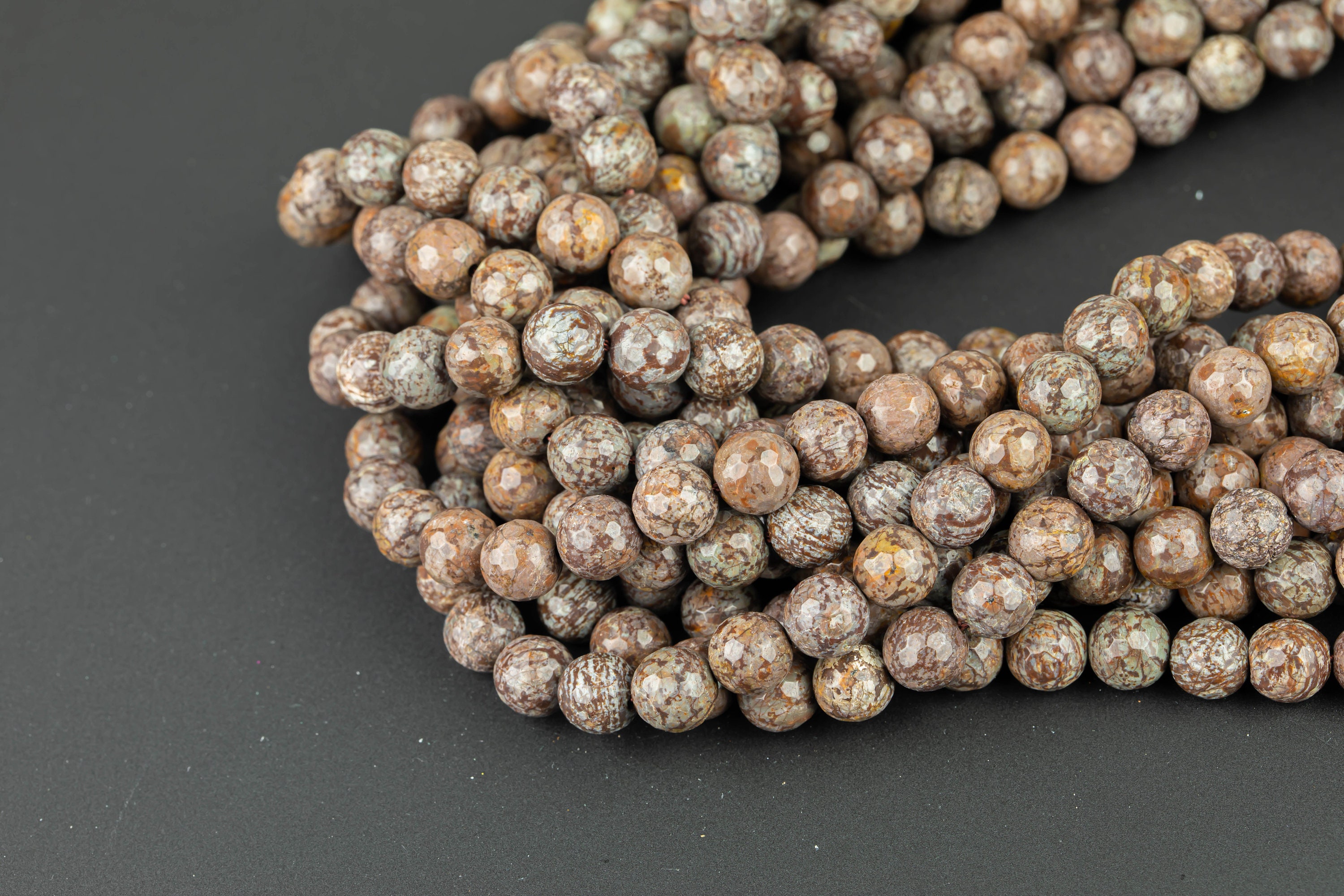 Natural Red Snow Jasper, High Quality in Faceted Round, 4mm, 6mm, 8mm ...