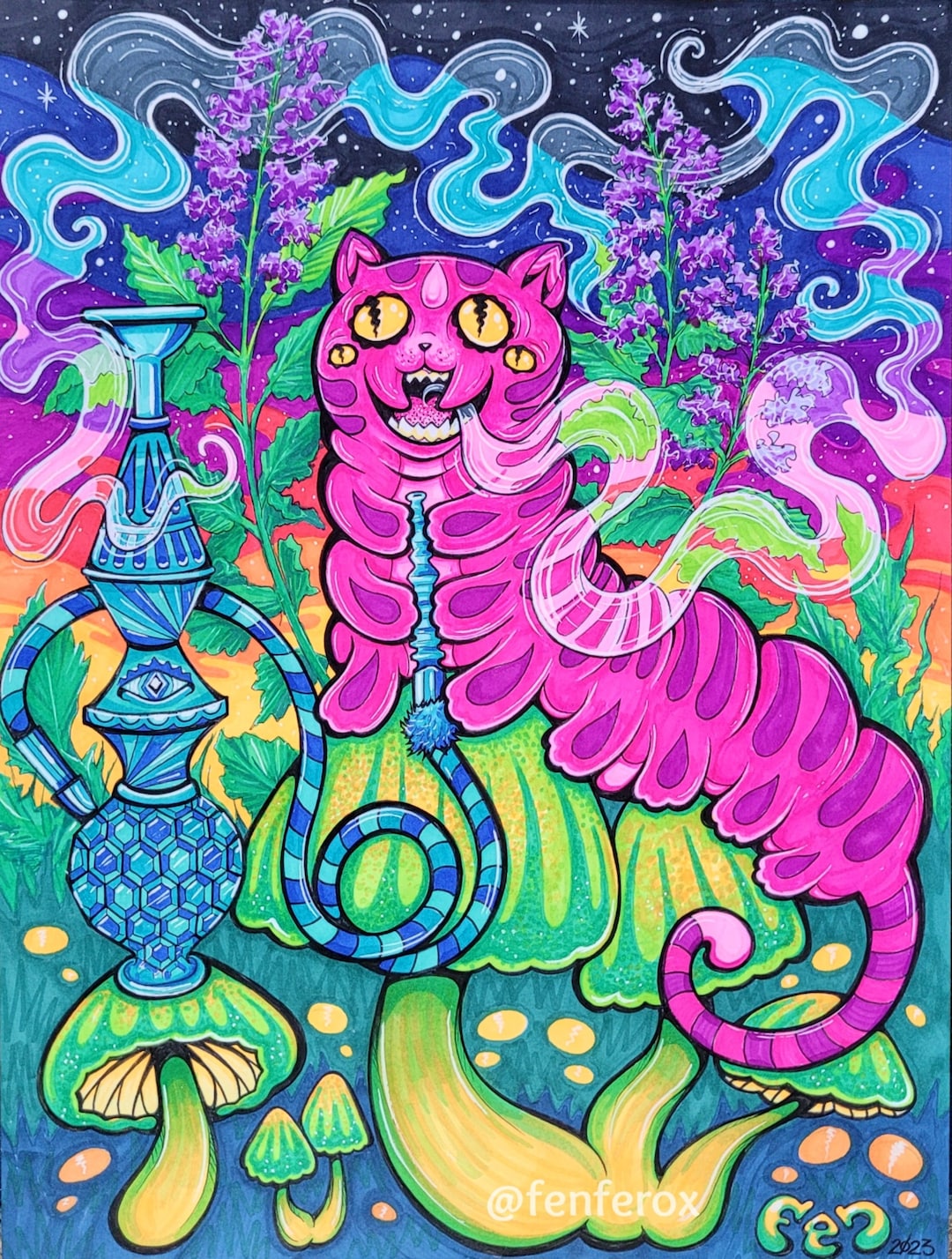 Catnipillar Archival Fine Art Print 8x10 Caterpillar Absolom Cheshire ...