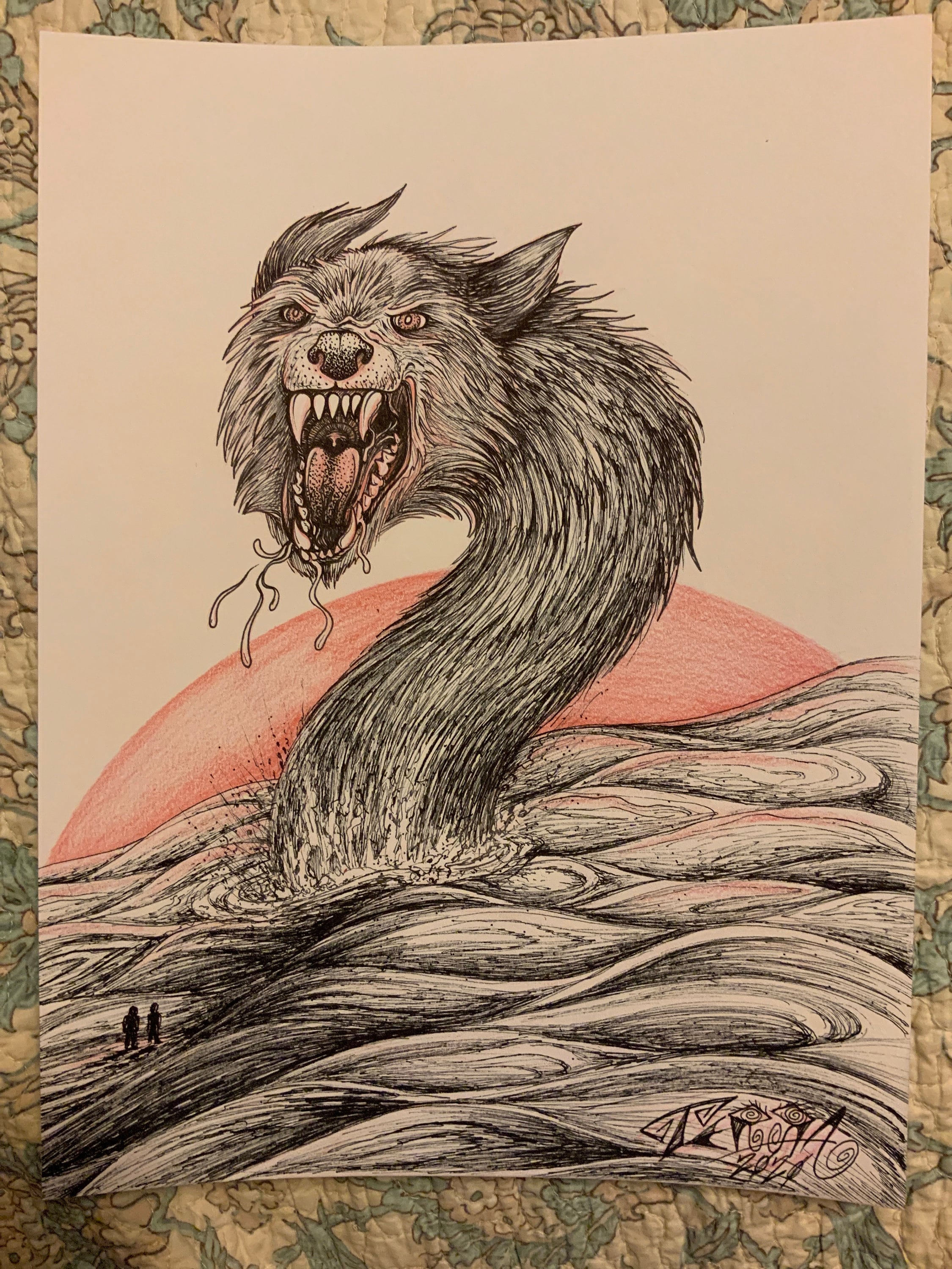 Dune Worm Wolf Original Art Illustration Pen Ink Fantasy - Etsy