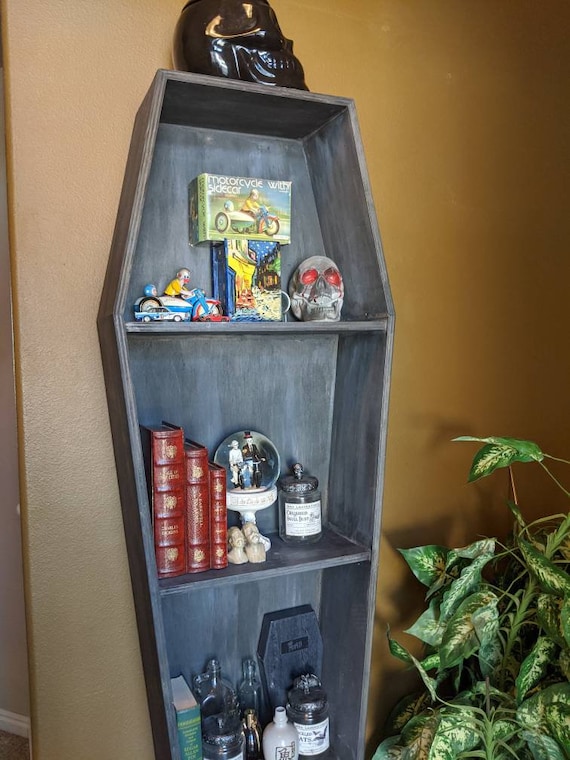 Coffin shaped bookcase store