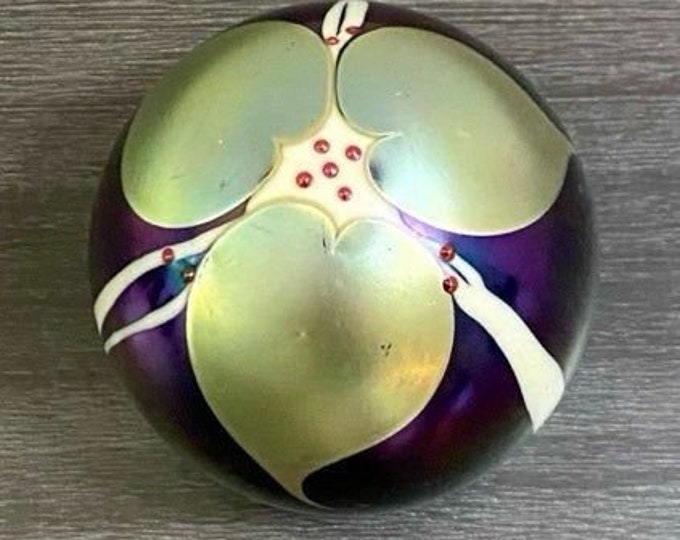 Robert Eickholt 1992 Signed Art Glass Paperweight Dichroic Sea Anemone ...