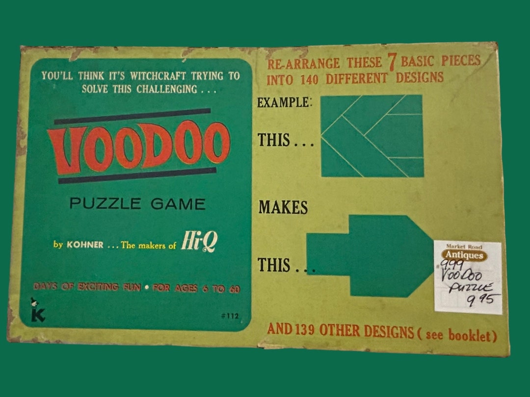 Vintage Kohner VOO DOO Puzzle Strategy Game Rearrange 7 Pieces Into 140 ...