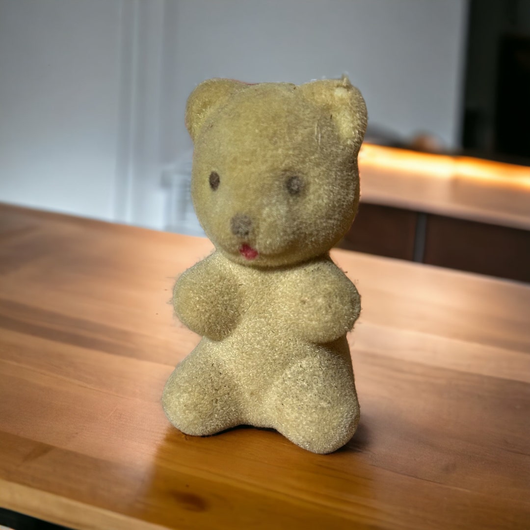 1970s Vintage Avon Fuzzy Teddy Bear Perfume Bottle Empty, Flocked Teddy ...