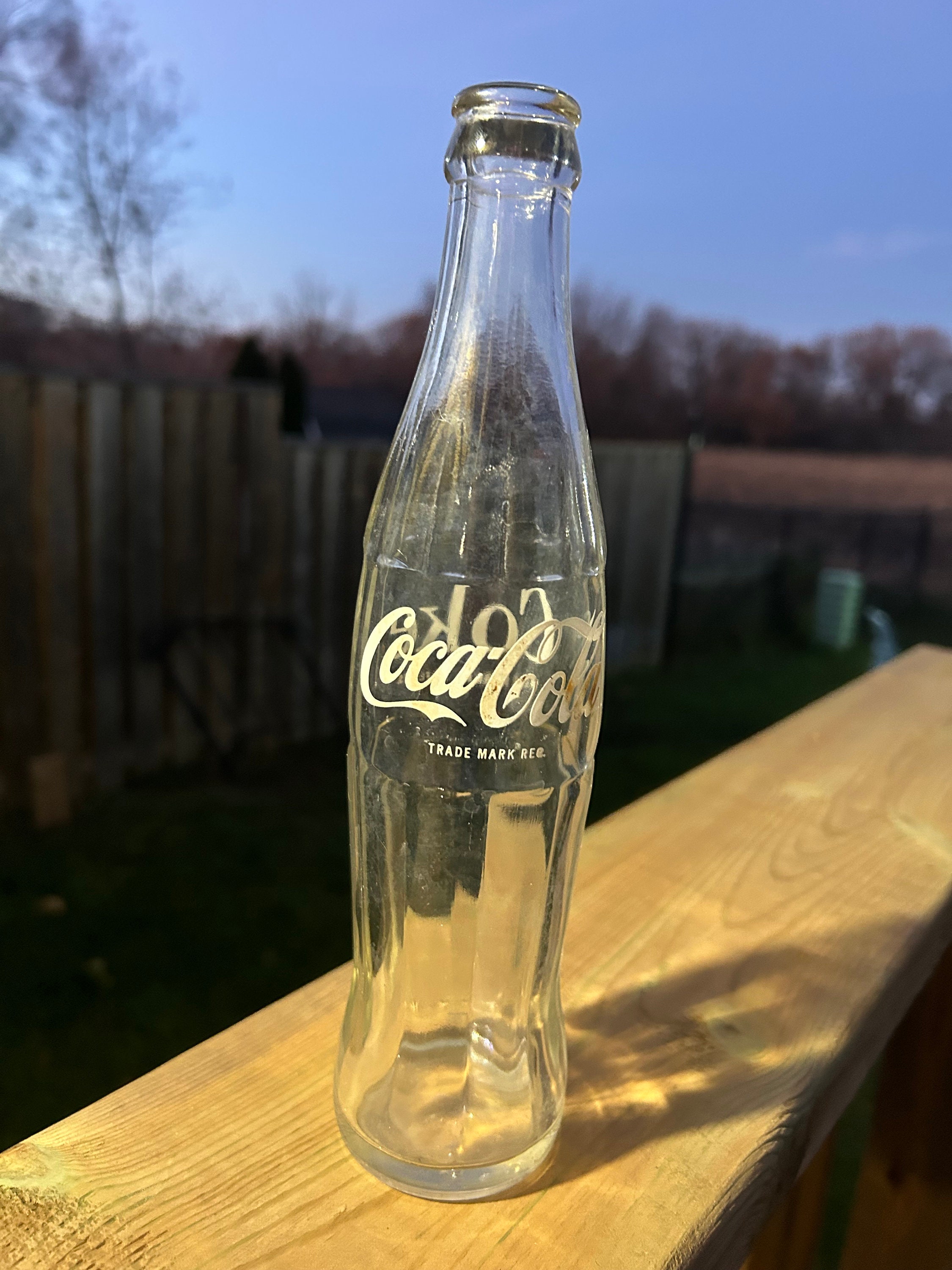 Vintage Clear Glass Coke Coca-cola Soda Bottle White Writing - Etsy
