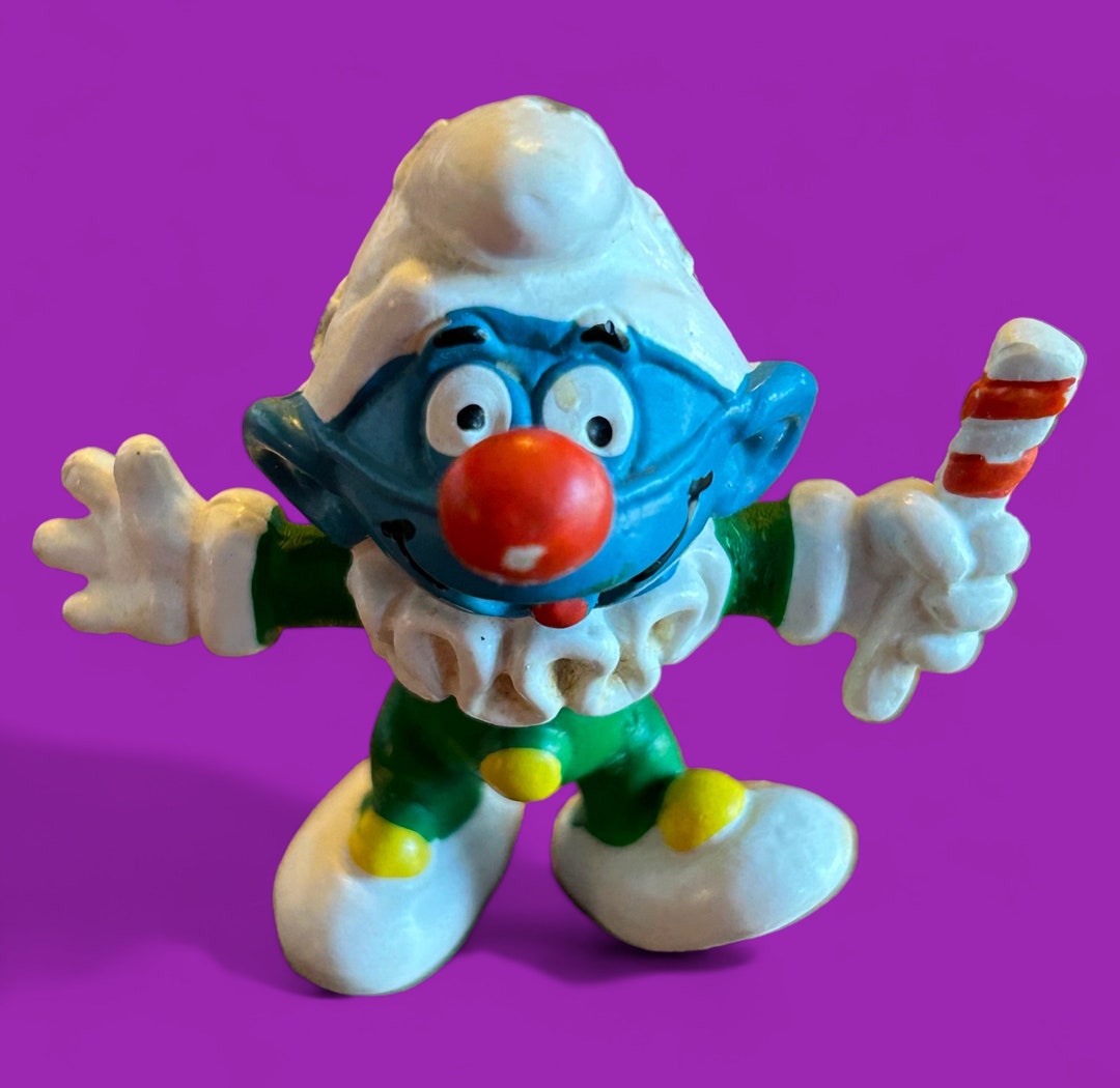 Vintage Peyo Schleich 1980s Smurf Figure Clown Smurf Circus Smurf Red ...