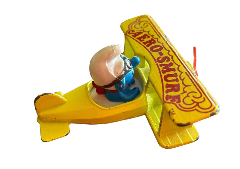 Smurfs ERTL Airplane Aero Smurf Figurine Vintage Die Cast Metal Toy ...