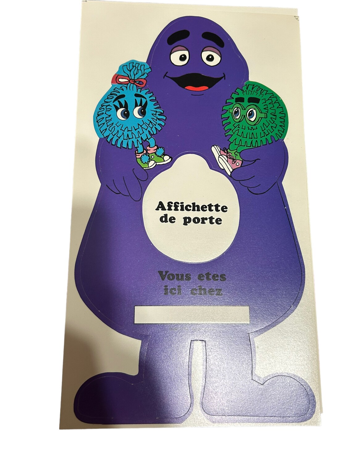 Vintage 1980s Rare Mcdonalds Paper Happy Meal Treat of the Week Grimace ...