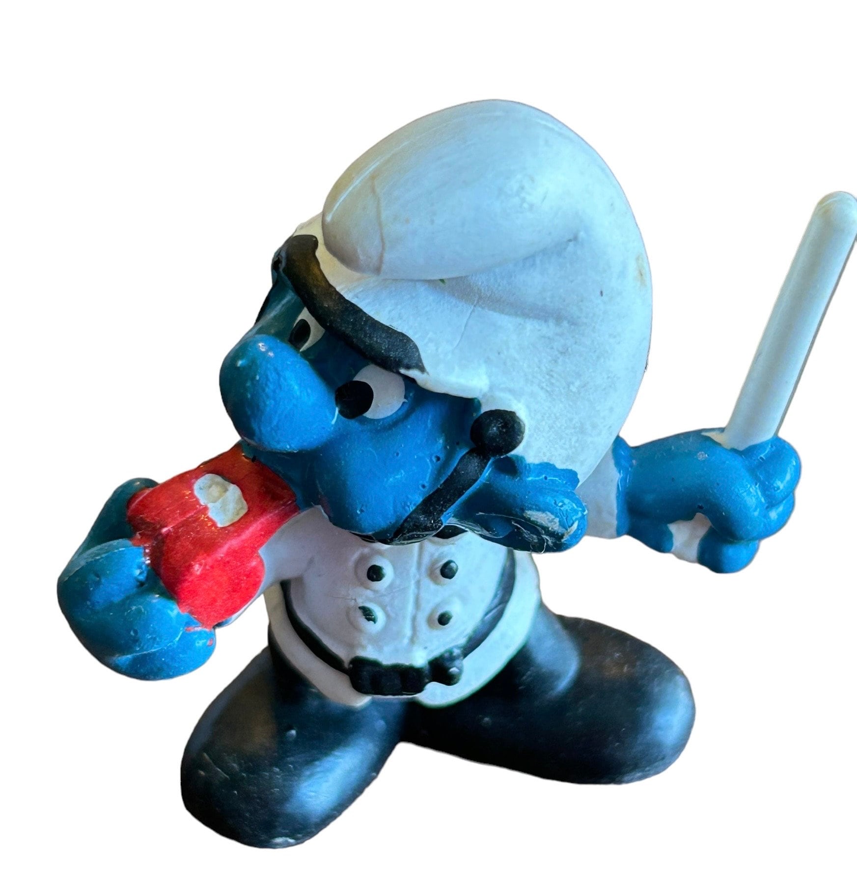 Vintage Peyo Schleich 1980s Smurfs White Uniform Policeman Smurf Police ...