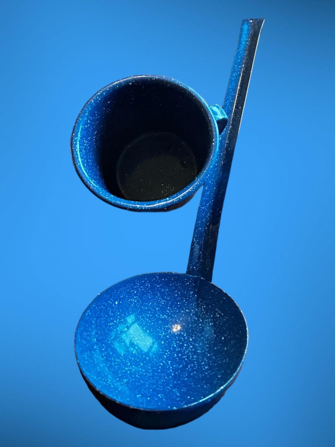 Vintage Robin Egg Blue Speckle Enamelware Camping Cup Mug With Cobalt ...