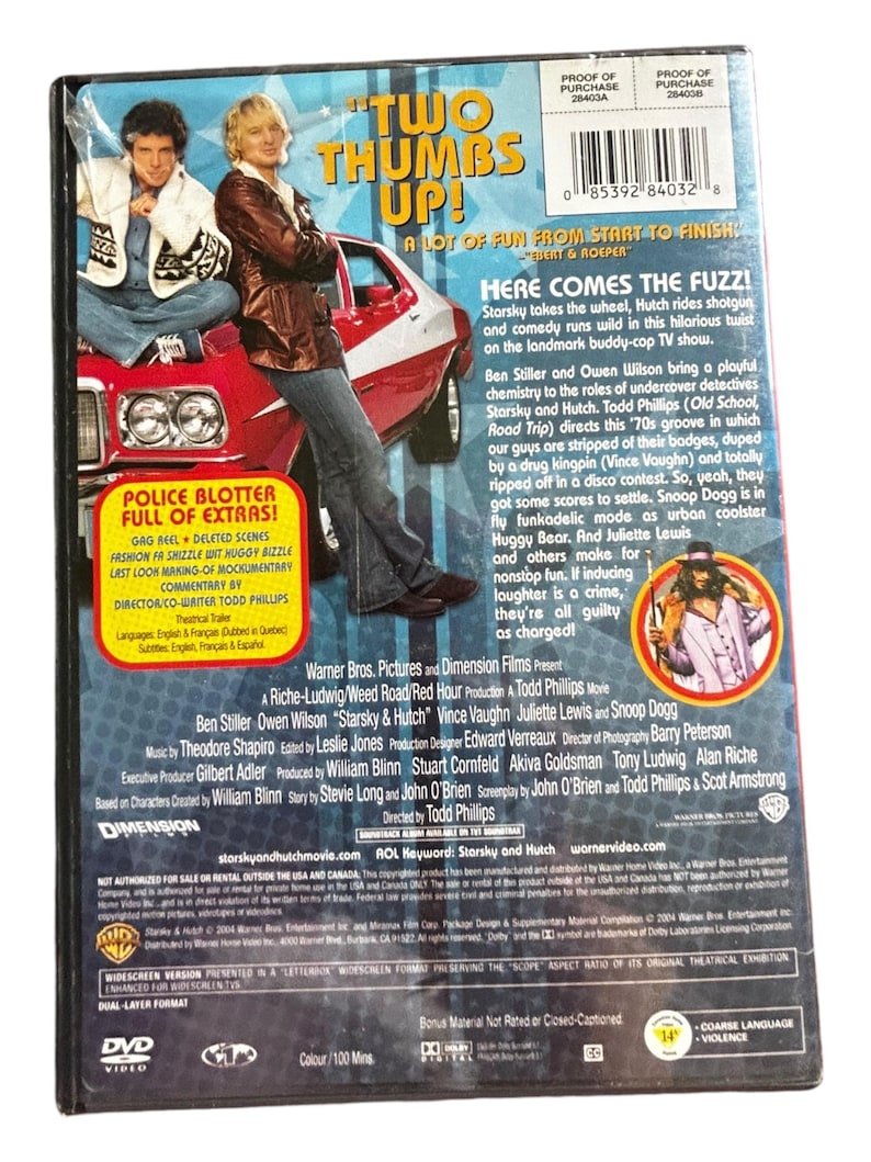 Starsky Hutch 2004 DVD Ben Stiller Owen Wilson Vince Vaughn Crime ...