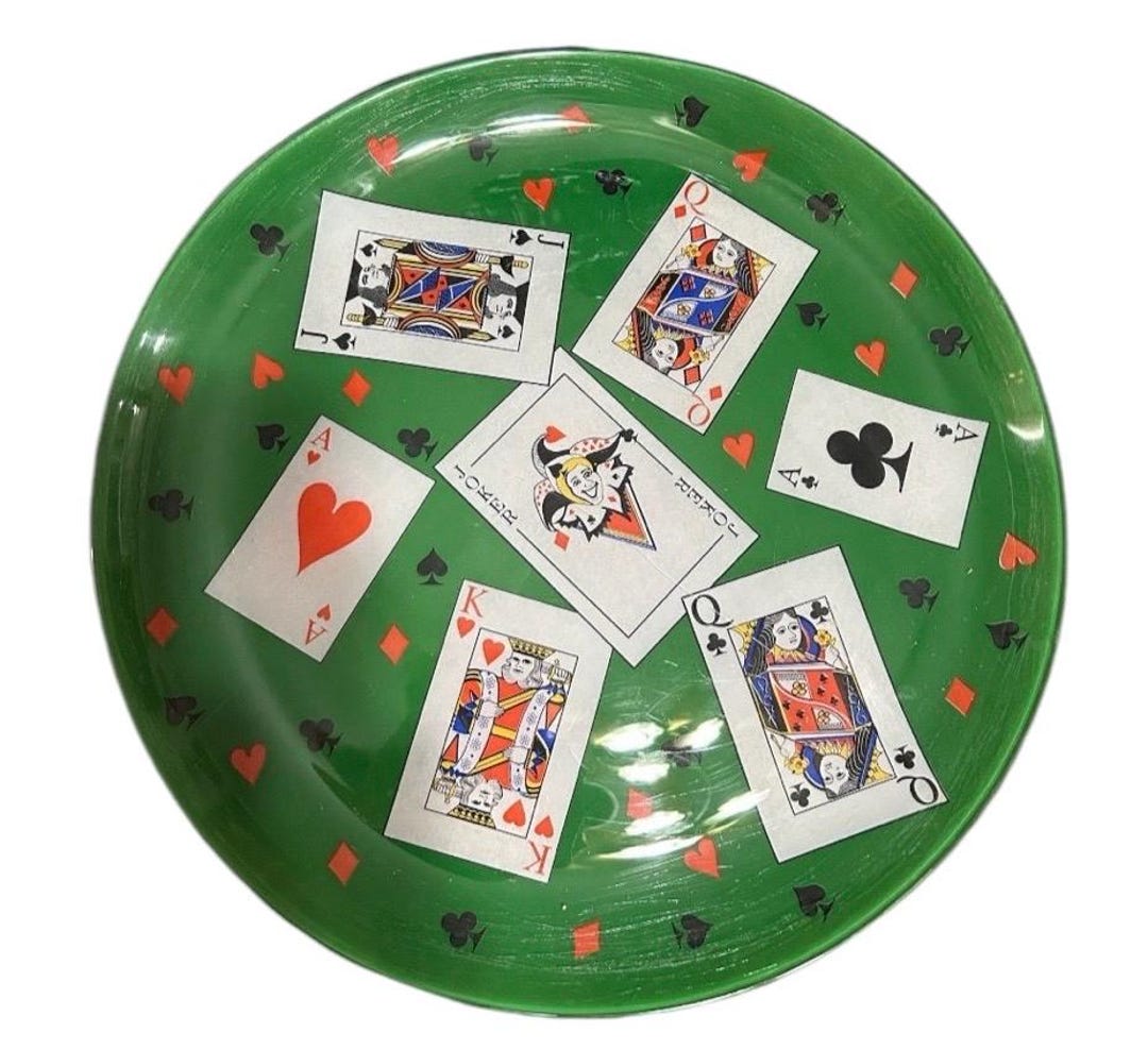 Glass Playing Cards Tray, Poker, Card Game Serving Tray With Scratches ...