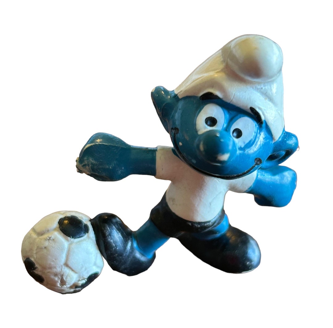 Smurfs Football Player Vintage Smurf Schleich Figure PVC 1980s PEYO ...