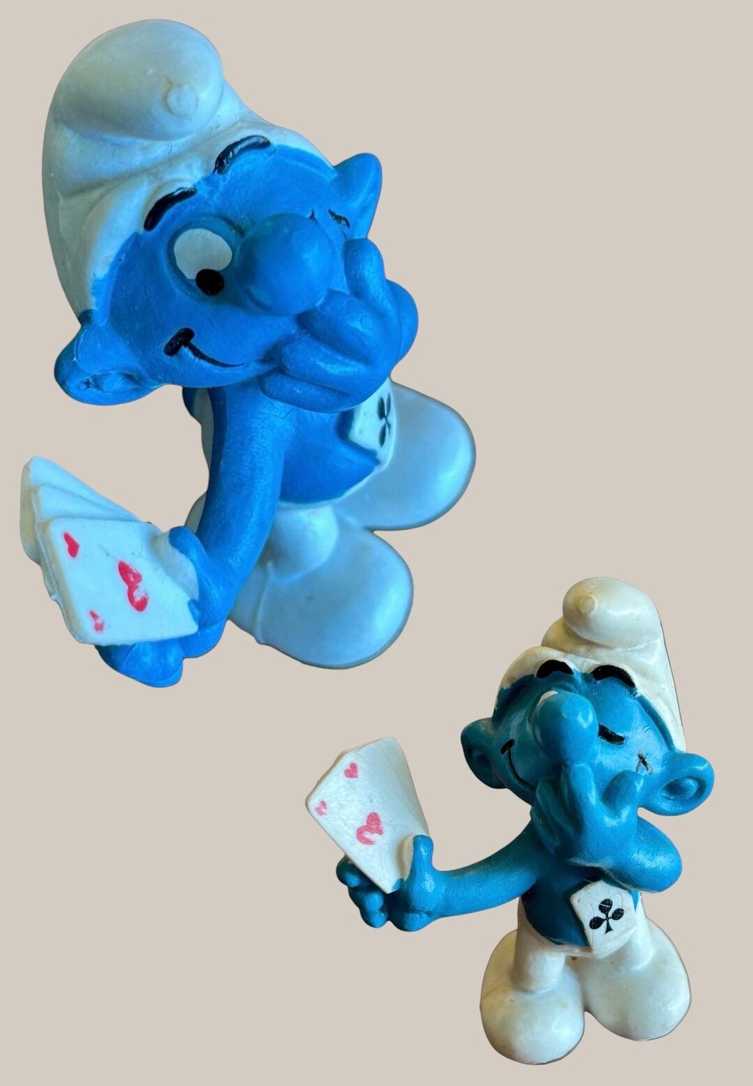 Vintage Peyo Schleich 1980s Smurf Figure Poker Smurf With Playing Cards ...