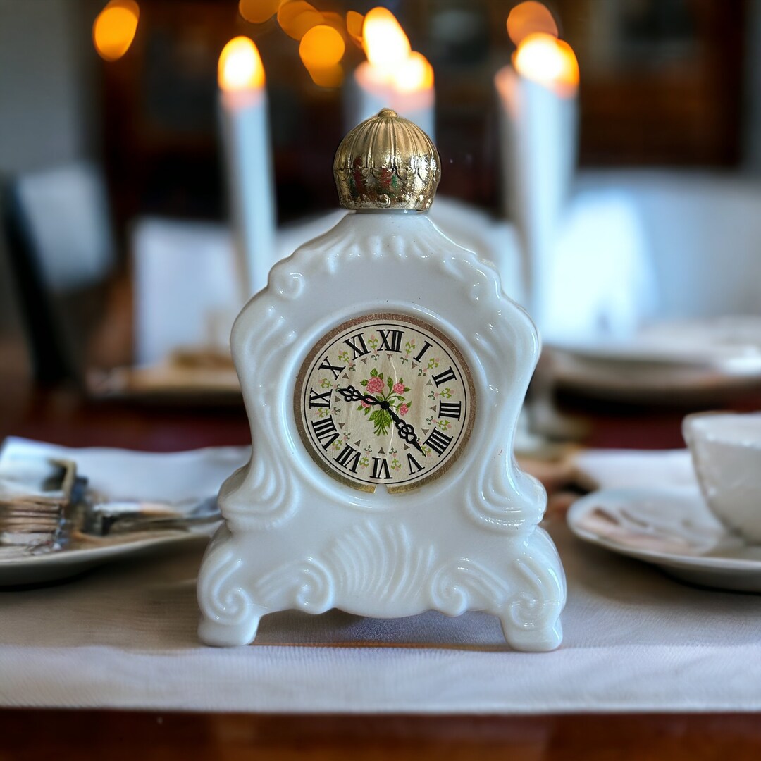 AVON CLOCK BOTTLE Vintage Collectible Avon Perfume Bottle, White ...