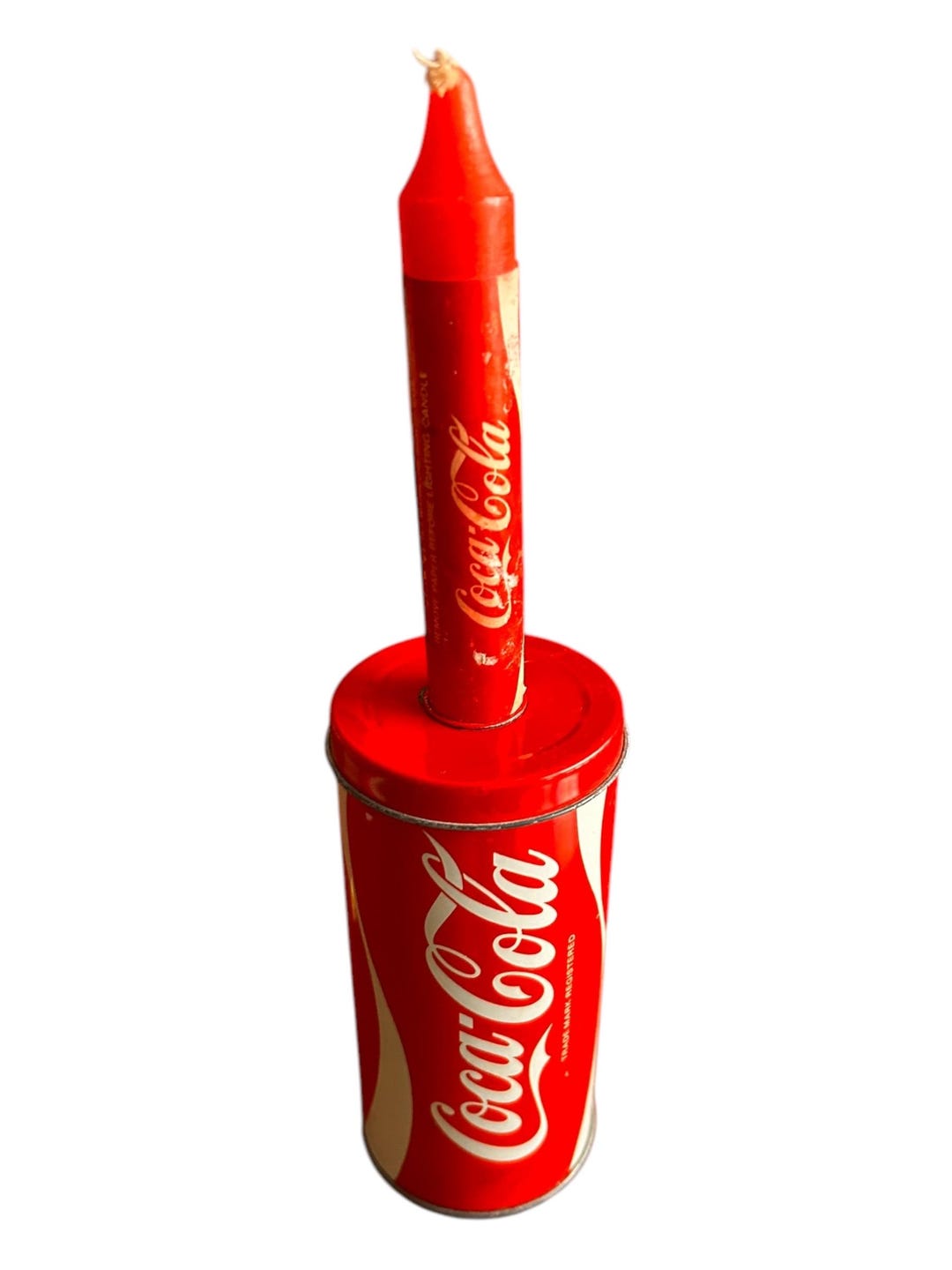 4 Coca Cola Coke Candles in Metal Tin Advent? Candle Holder Vintage ...