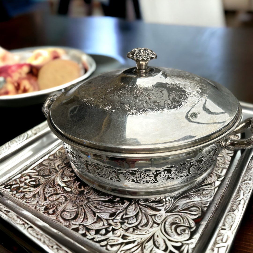 1940s Vintage Glasbake Silverplate Covered Bowl - Etsy