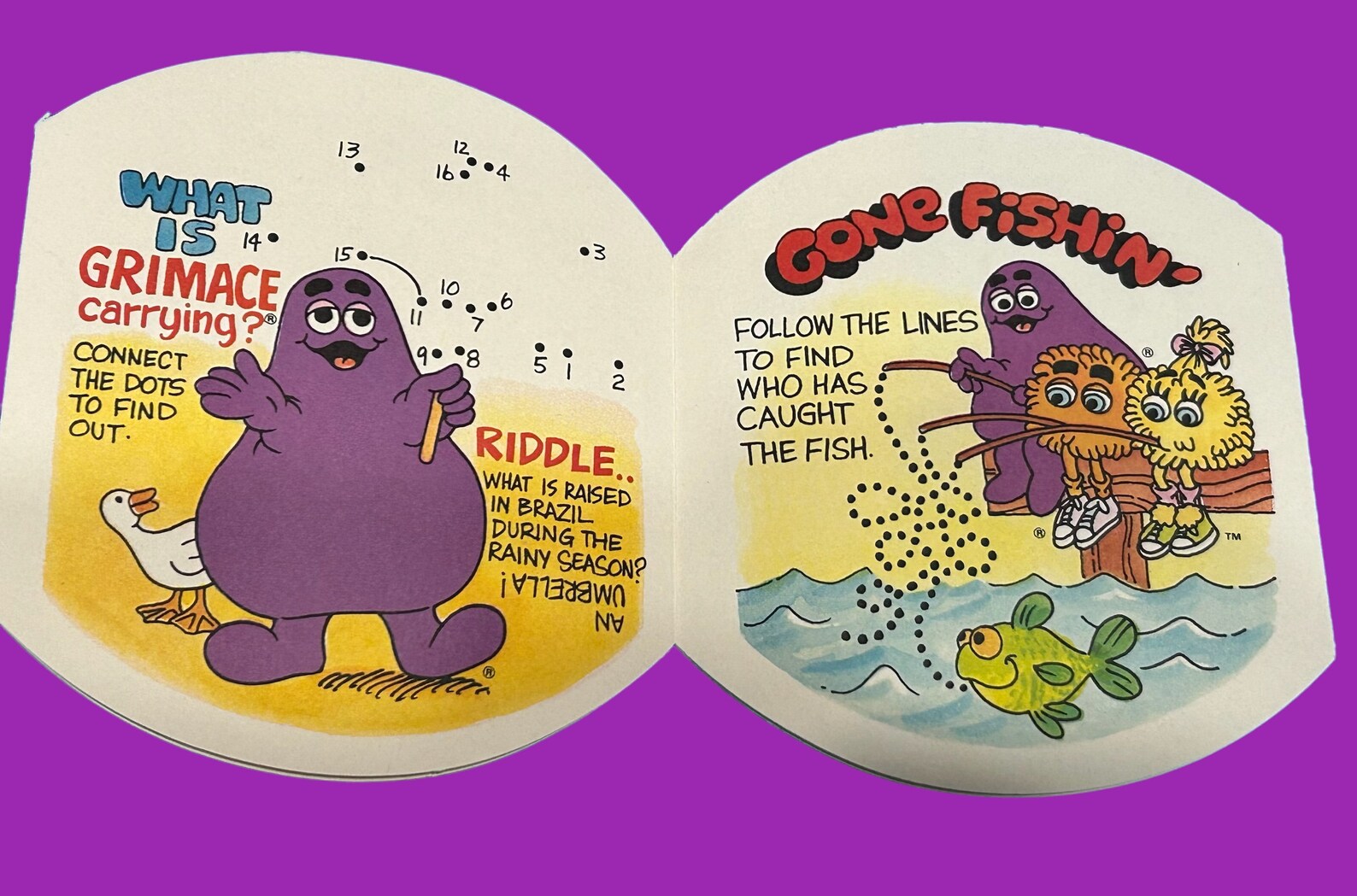 Vintage 1980s Rare Mcdonalds Paper Happy Meal Treat of the Week Games N ...