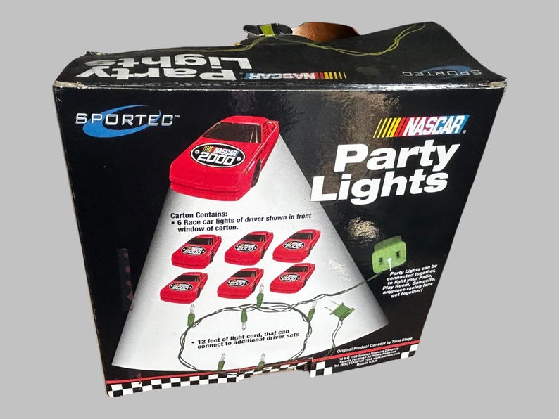 VINTAGE Dale Earnhardt #3 NASCAR Party Lights, 6 RACE Cars, and 12 Feet ...