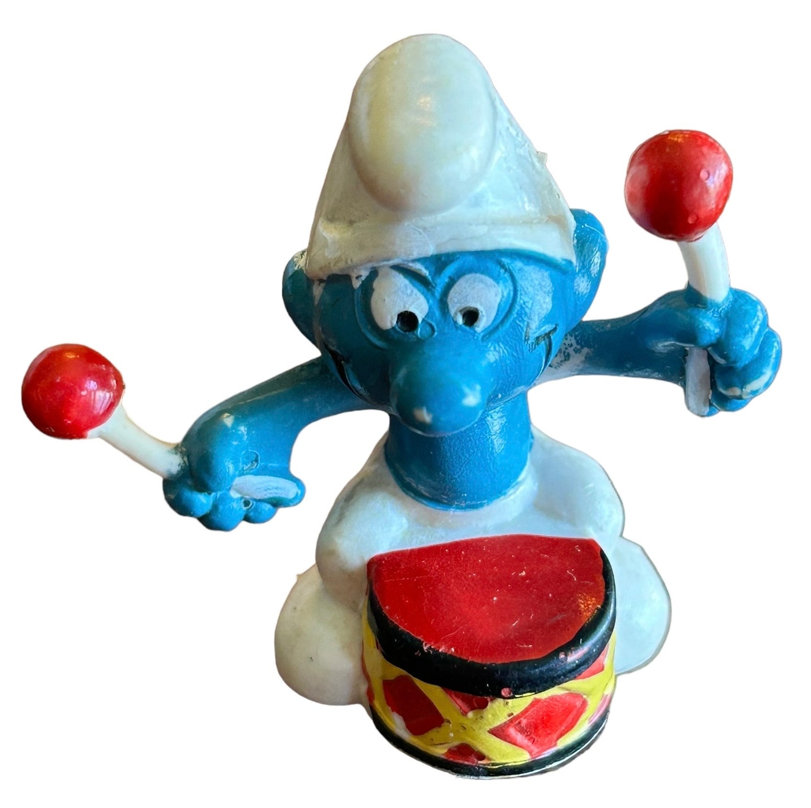 Vintage Peyo Schleich 1980s Smurf Figure Smurfs Drummer Smurf Red ...