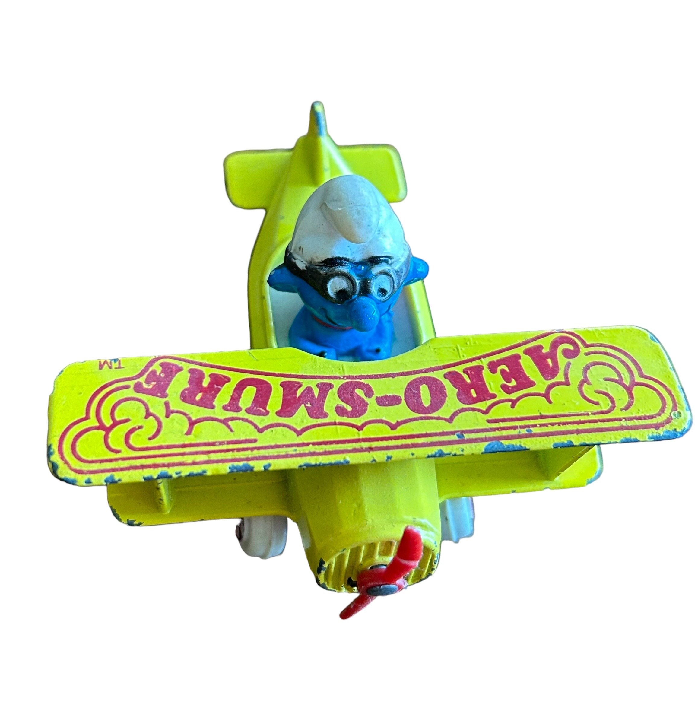 Smurfs ERTL Airplane Aero Smurf Figurine Vintage Die Cast Metal Toy ...