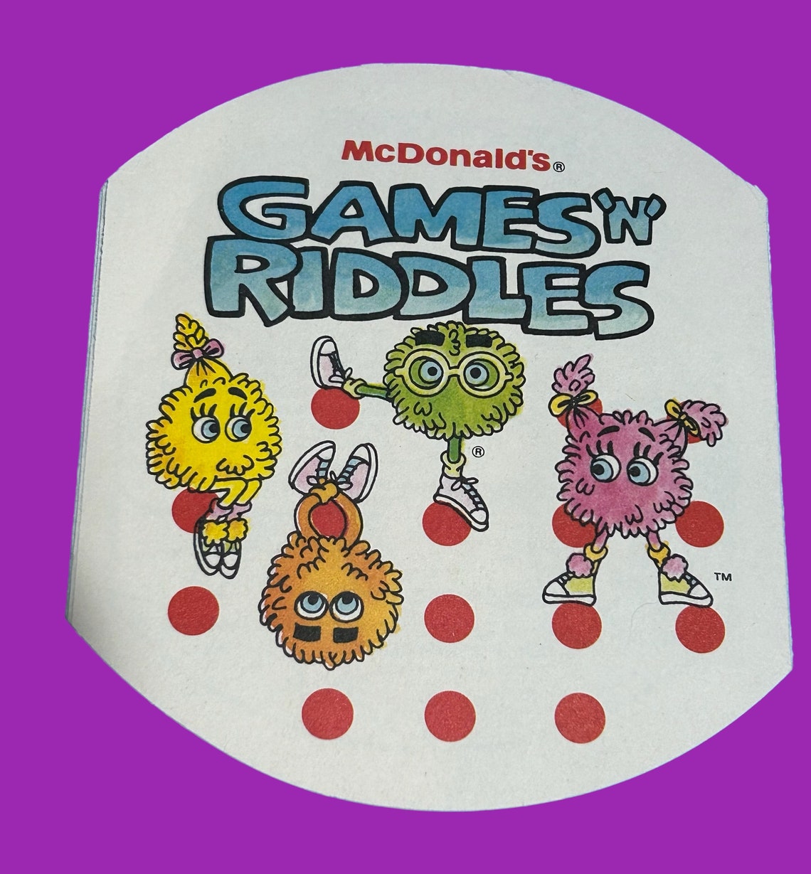 Vintage 1980s Rare Mcdonalds Paper Happy Meal Treat of the Week Games N ...