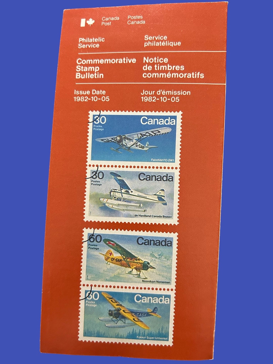 Vintage 1982 Canadian Bush Aircraft Plane Face MNH Stamp Set - Etsy