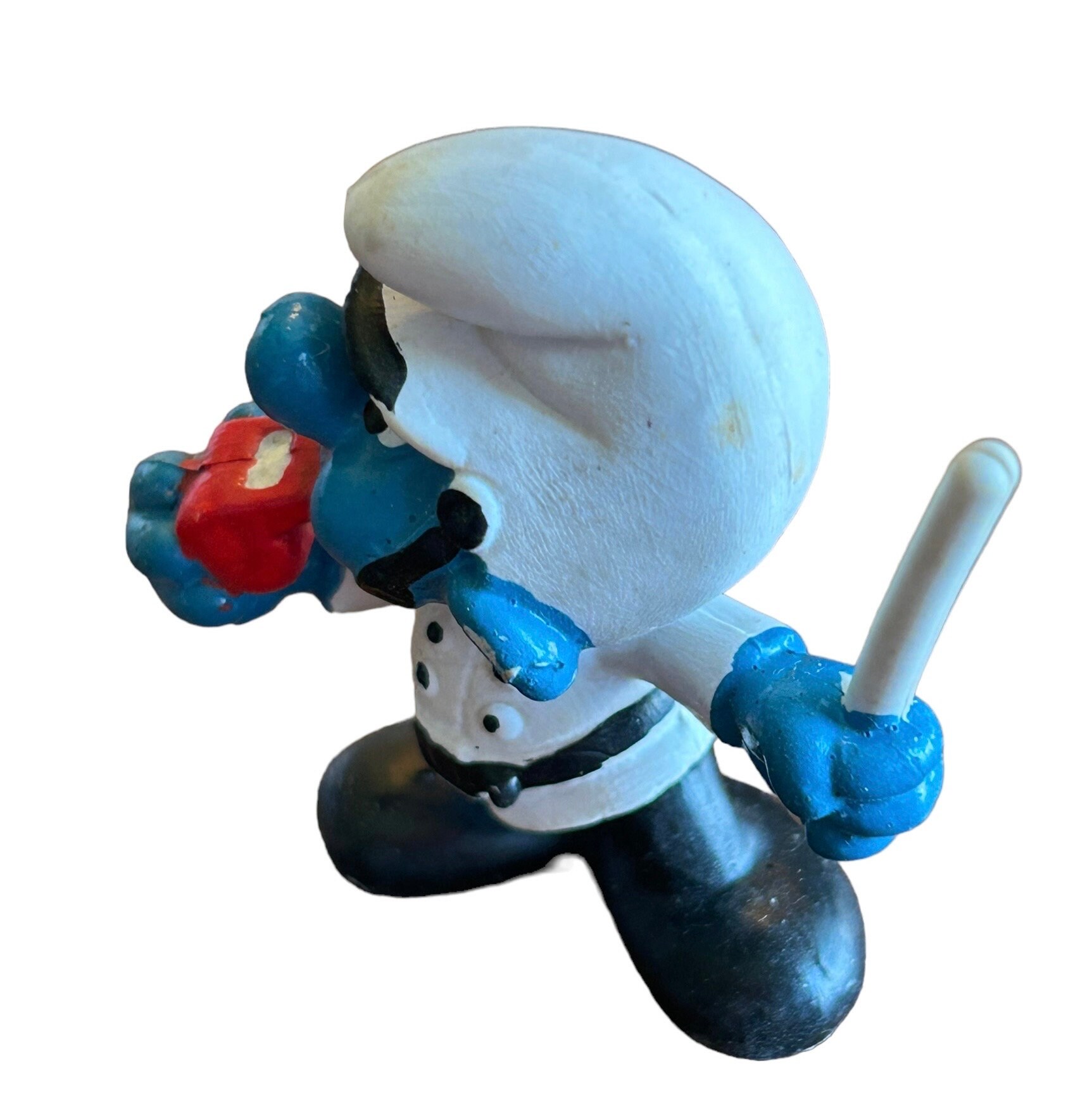 Vintage Peyo Schleich 1980s Smurfs White Uniform Policeman Smurf Police ...