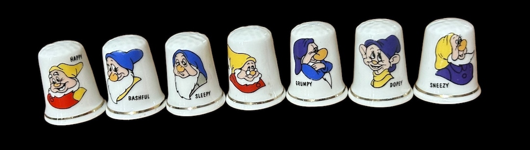 Vintage Set of 7 Walt Disney Radnor Bone China Snow White Seven Dwarfs ...