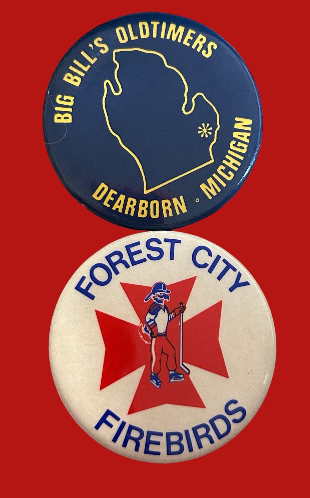 Vintage Hockey Club Pins London Ontario Firebirds and Dearborn Michigan ...