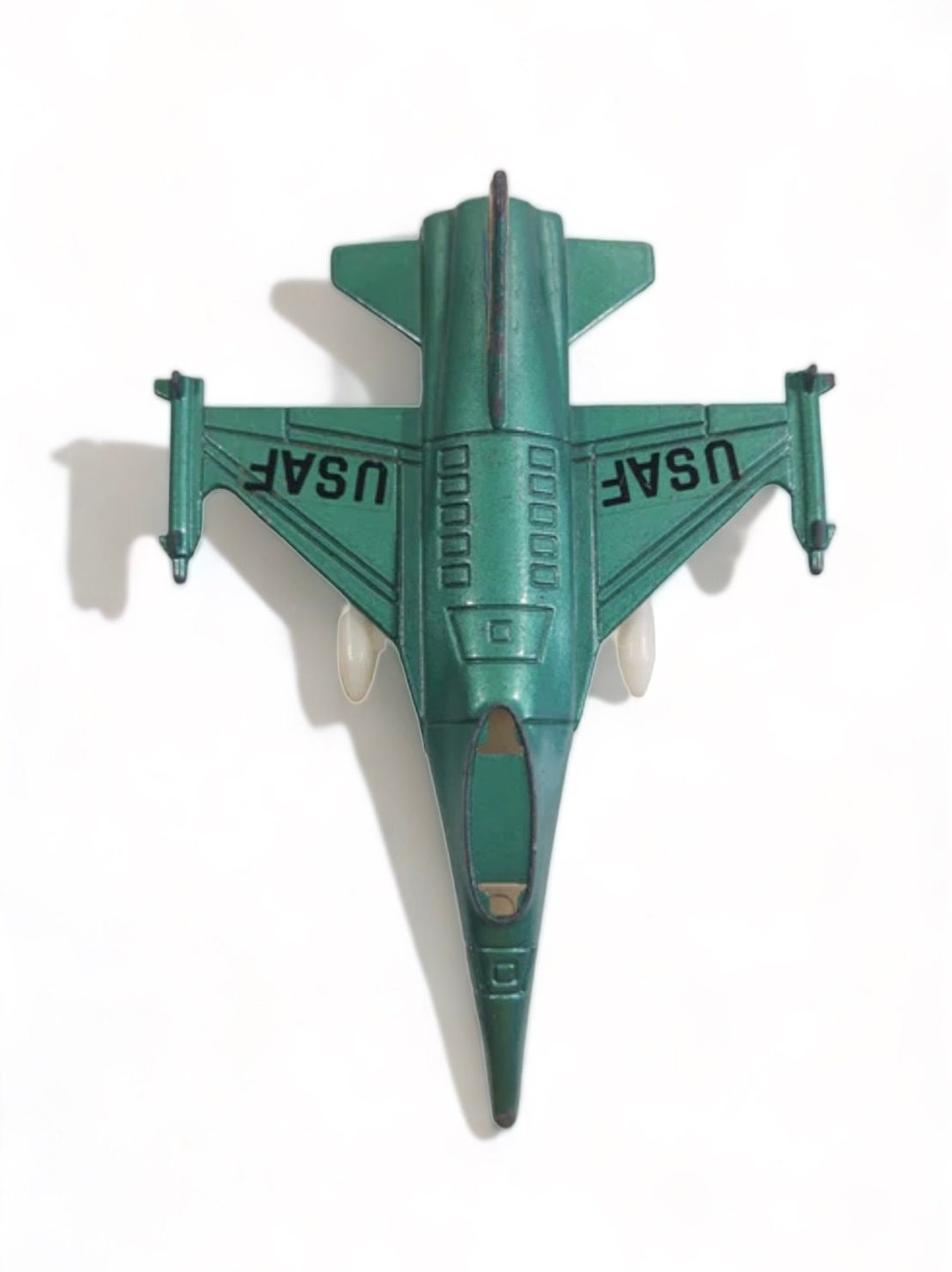 1980s Vintage Dyna Plane #2014 F-16 Fighter Jet USAF Teal Green Pull ...