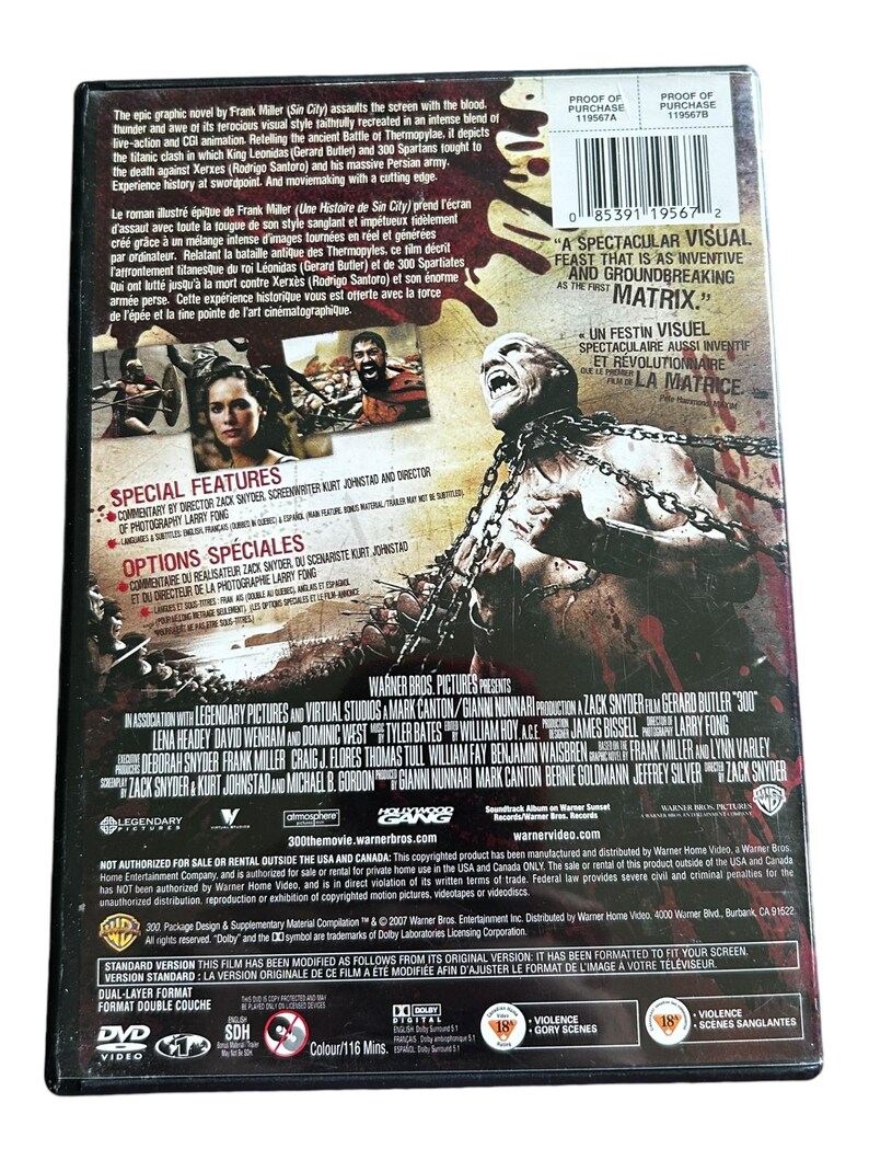 DVD 300 Gerard Butler, Lena Headey, Dominic West, David Wenham, Vincent ...
