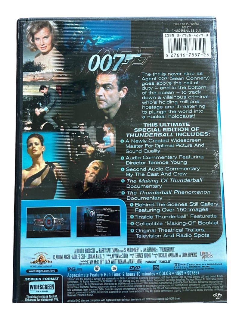 Thunderball James Bond 007 Sean Connery Pre-owned - Etsy