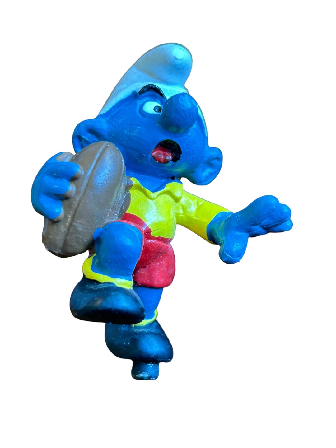Smurfs Football Player Vintage Smurf Schleich Figure PVC 1980s PEYO ...