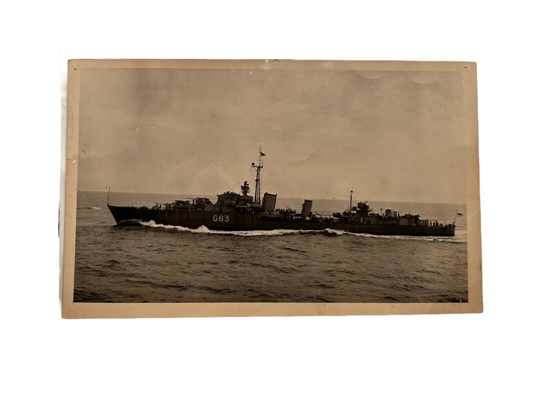 Vintage Black and White Photo Photograph of HMCS Haida G63 at Sea (1952 ...