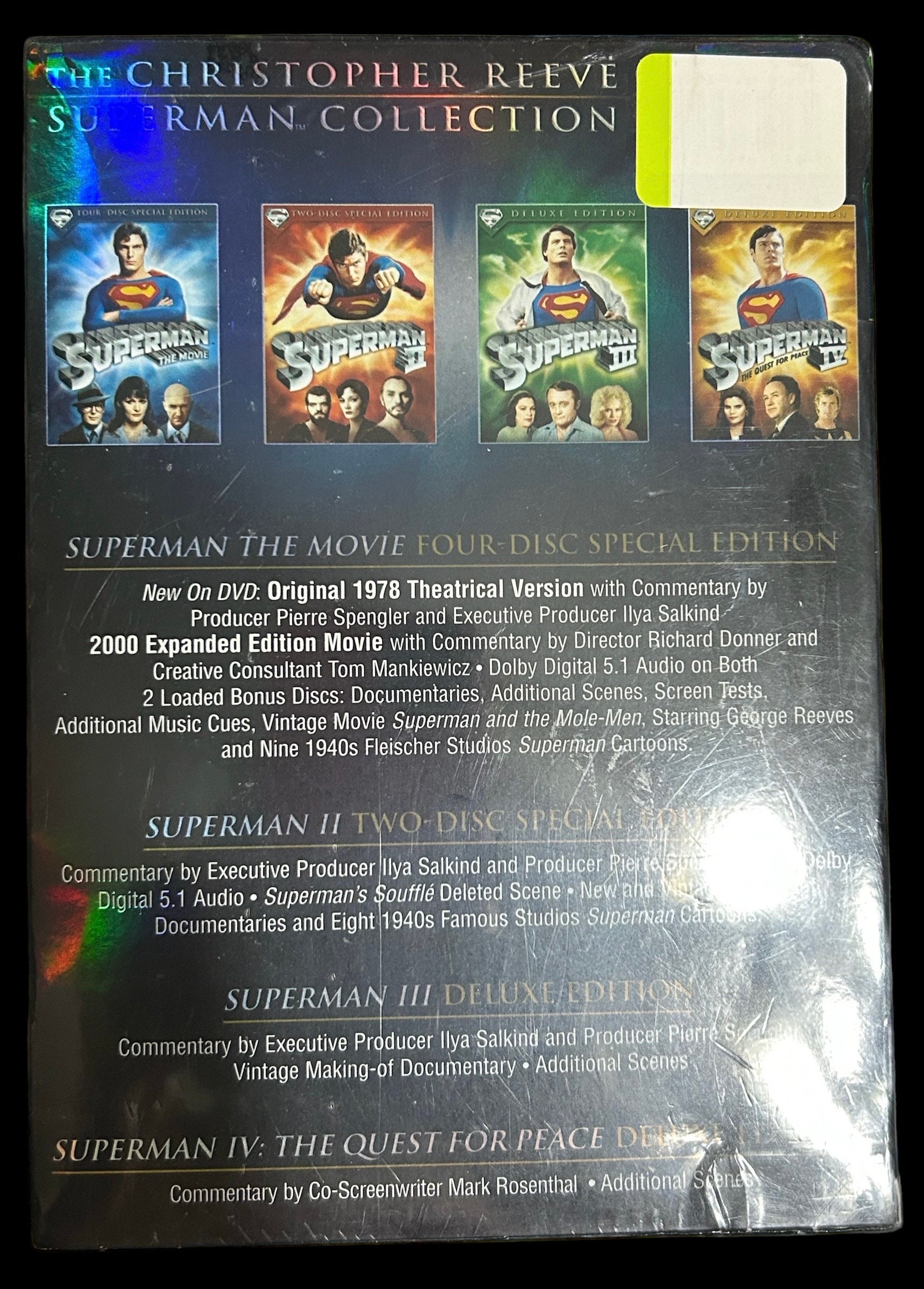 The Christopher Reeve Superman Movies 1-4, 6 Disc DVD New in Package DC ...