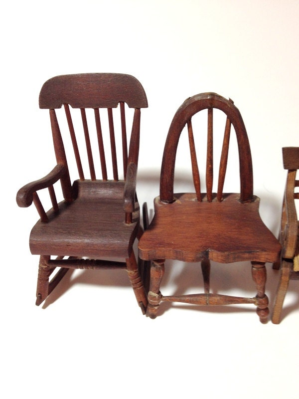 Antique Miniature Rocking Chair, Dollhouse Chairs, Dollhouse Furniture ...
