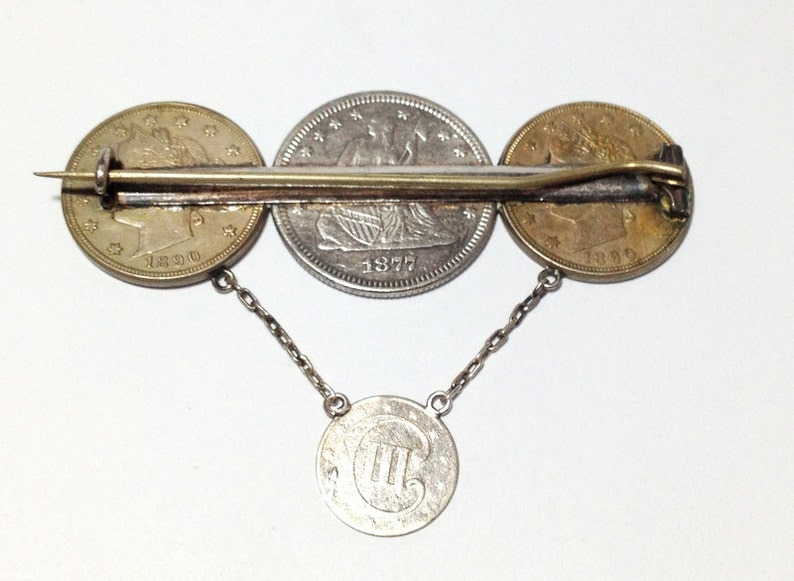Antique Victorian Pin 1800's Silver Coin Pin Monogrammed - Etsy