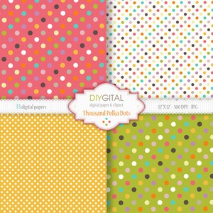 Thousand Polka Dots Digital Paper Set 33 Printable Digital Papers for ...