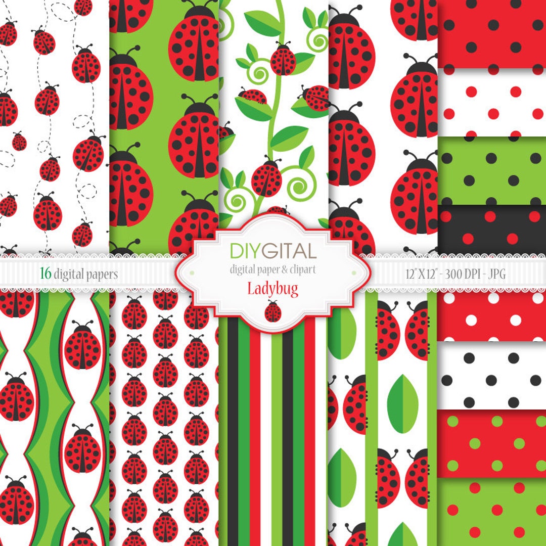 Ladybug Digital Paper Set 16 High Quality Printable Digital - Etsy