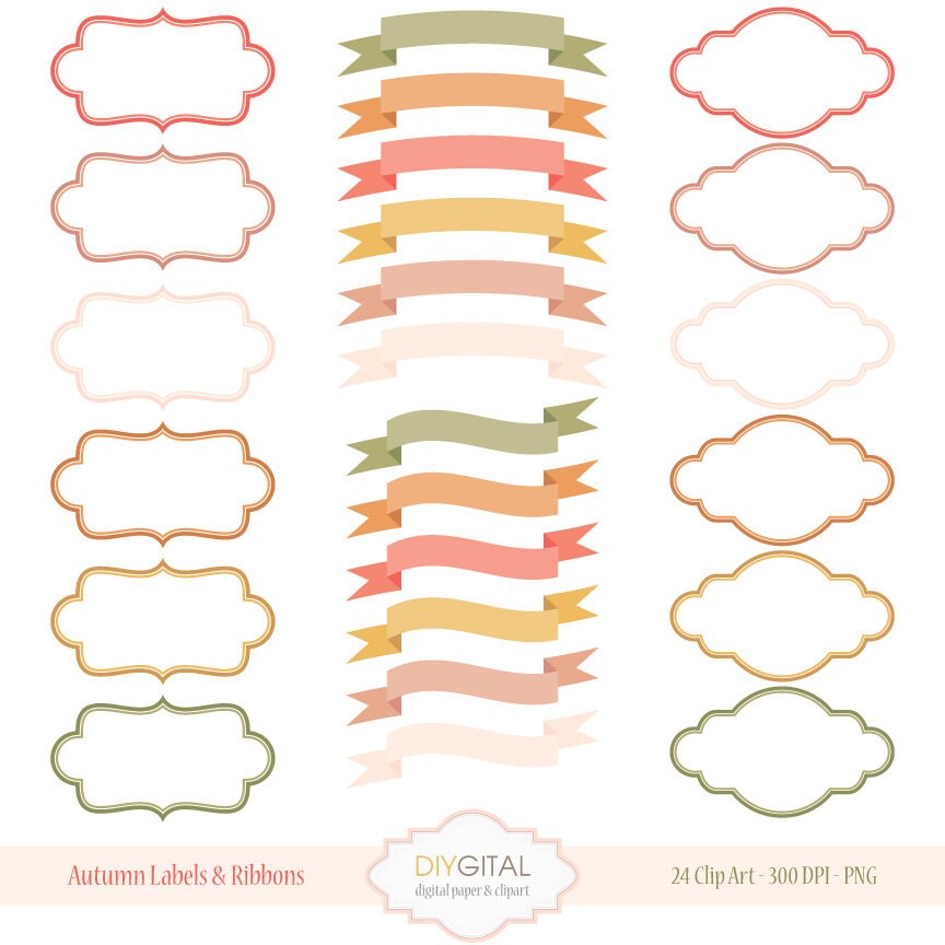 Autumn Labels & Ribbonsclip Art Set 24 Printable Cliparts - Etsy