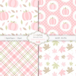 Baby Girl Pumpkin 12 Pink Digital Papers With Pumpkins - Etsy