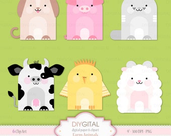 Farm Animal Clipart Farm Animal Head Clipart Animal Head - Etsy Israel