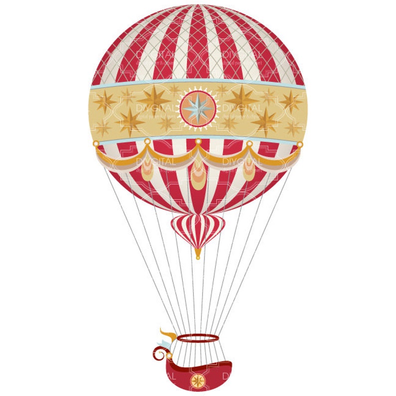 Vintage Hot Air Balloons Clip Art Set 7 Printable Cliparts Etsy